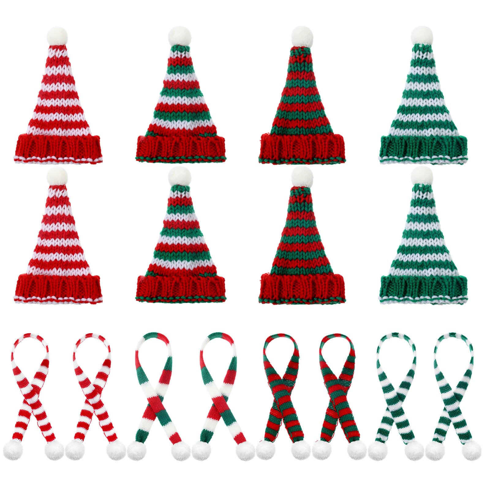 Amazon.com: Geyoga 16 Pcs Christmas Mini Knit Doll Hat and Scarf Mini ...