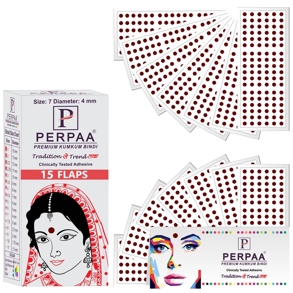 PERPAA Premium Velvet Sticker Kumkum Bindi Box of 15 Flaps - Pottu for ...
