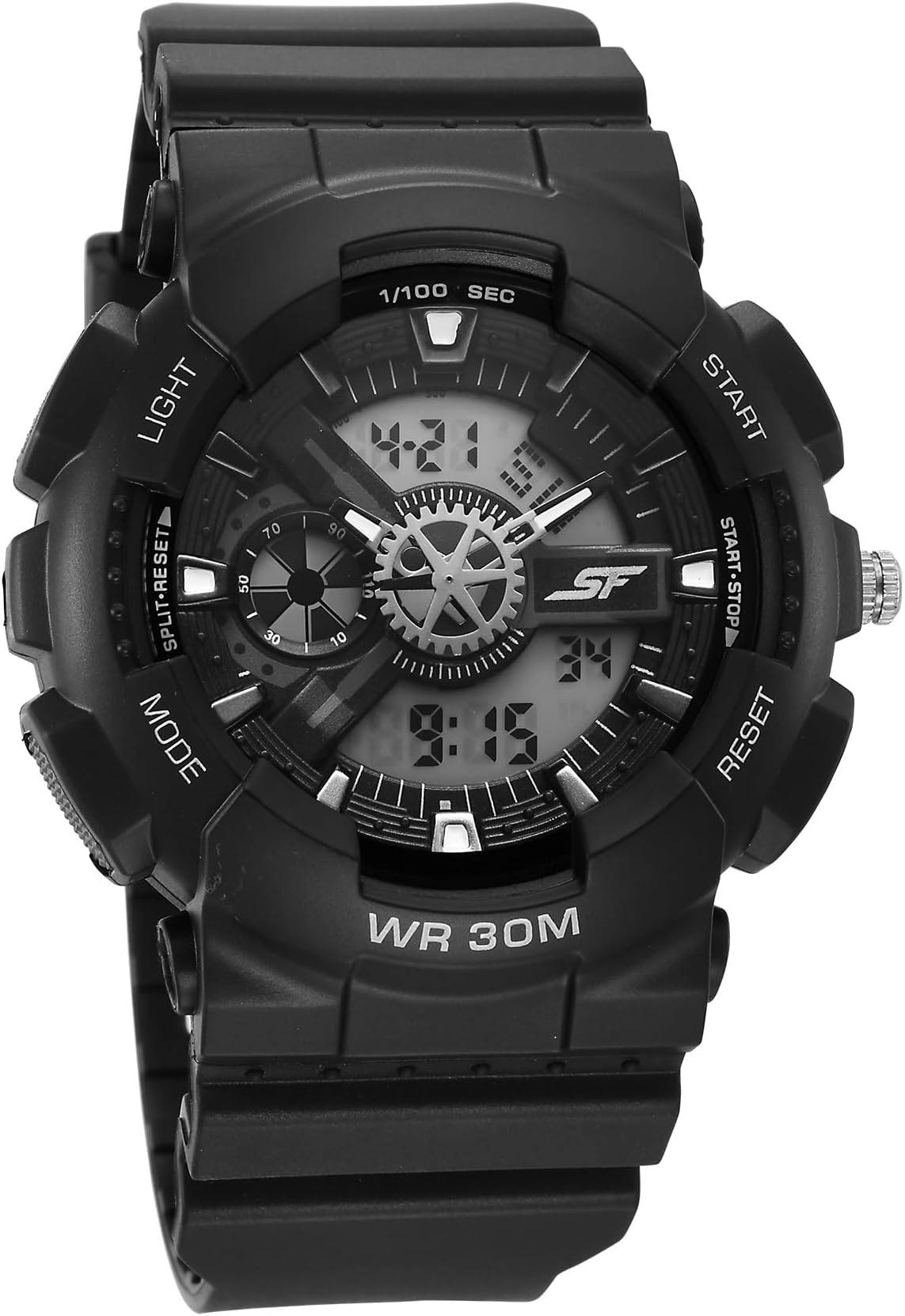 SF Sleek All-Black Chronograph Men's Watch - Modern Minimalist Design ...