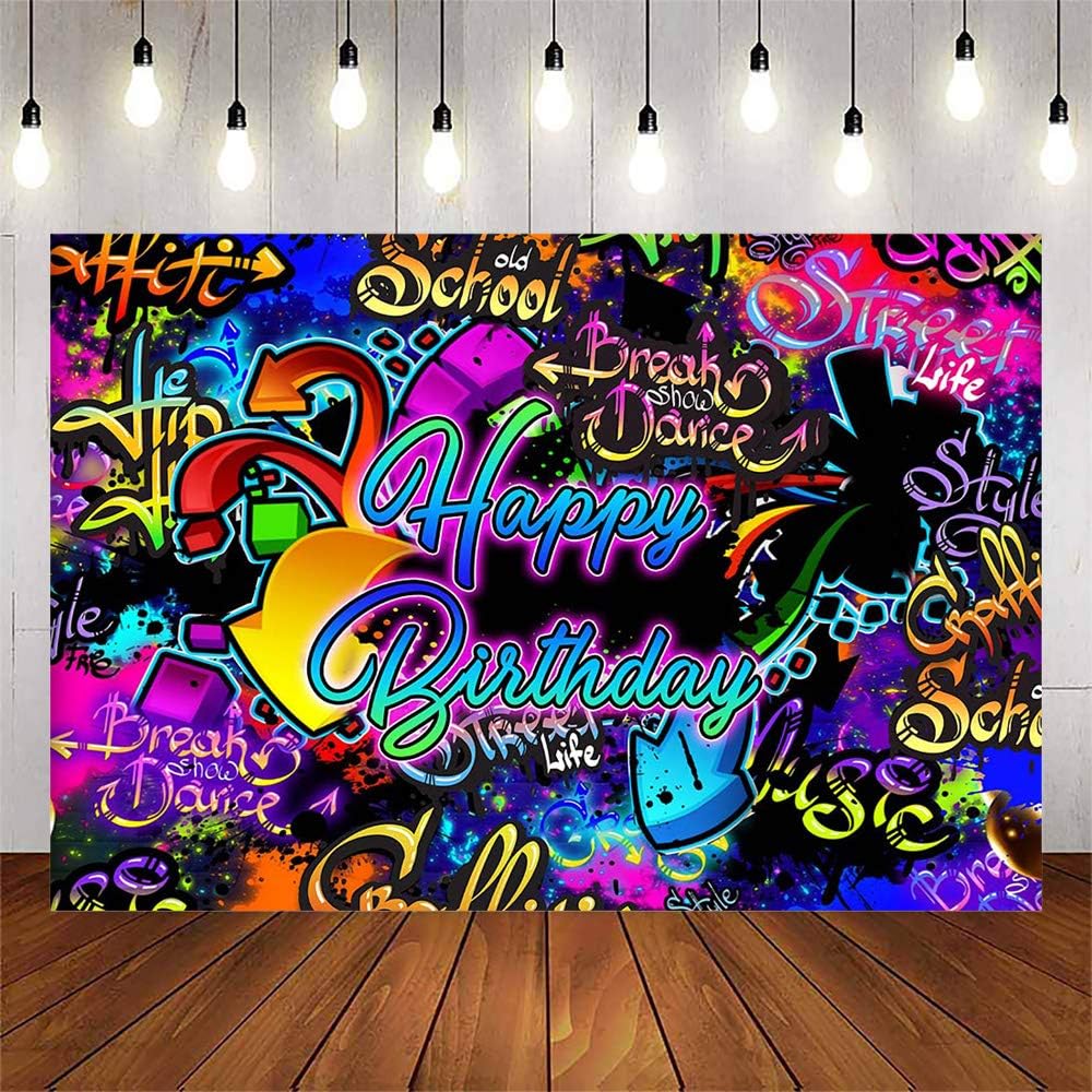 Amazon.com : Retro 80's Theme House Party Backdrop Hip Hop Graffiti Art ...