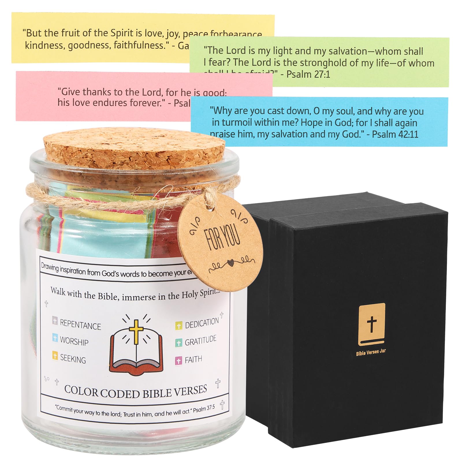 Amazon.com: Bible Verse Jar, 90 Coloring Bible Verses Cards in a Jar ...