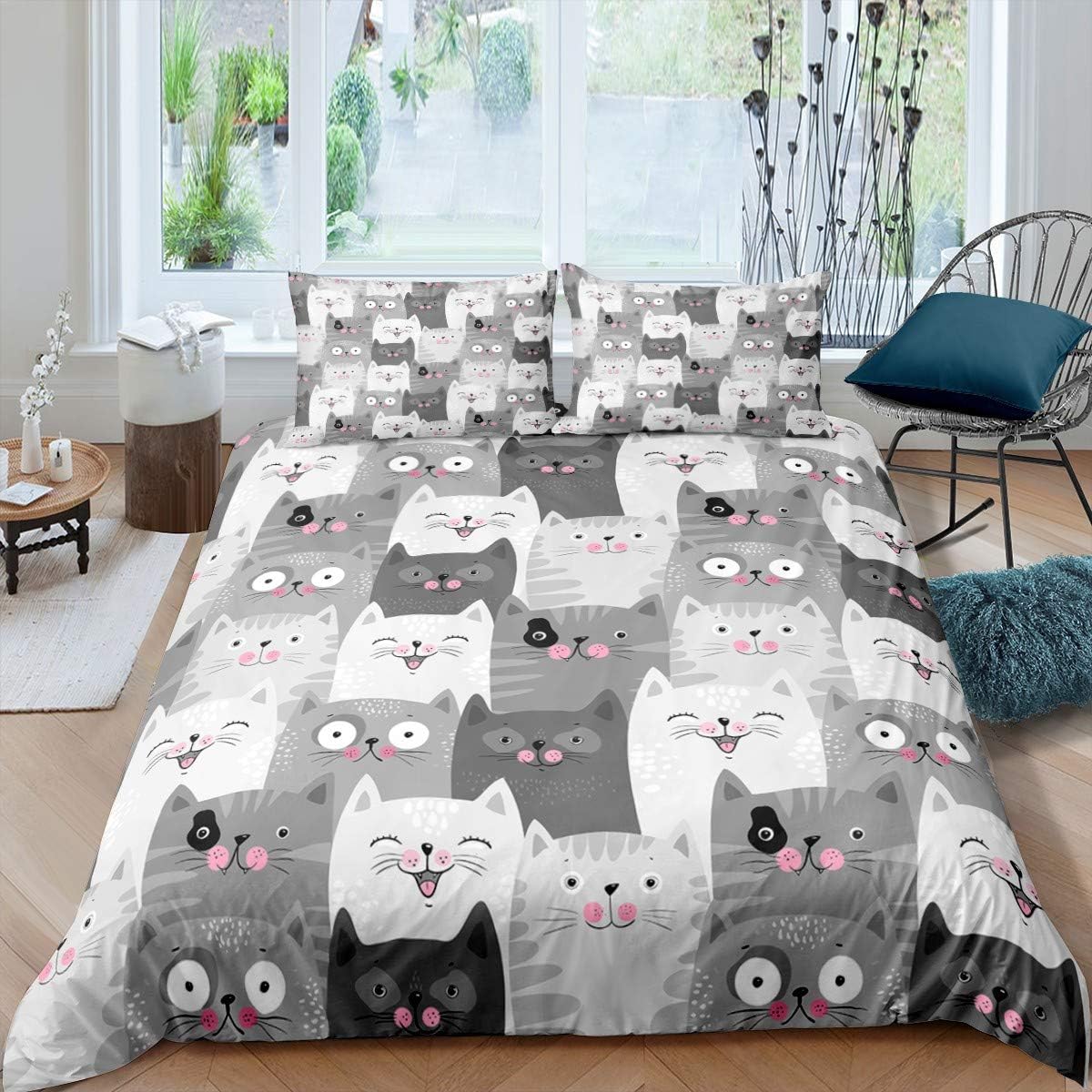 Fusion - Cats - Easy Care Duvet Cover Set - 3pcs, Double Bed Size in ...