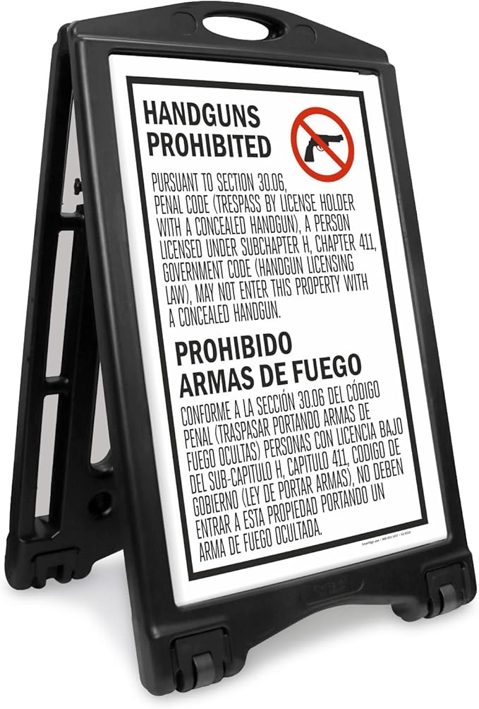 Amazon.com : SmartSign Bilingual Texas Handgun Concealed/Open Carry ...