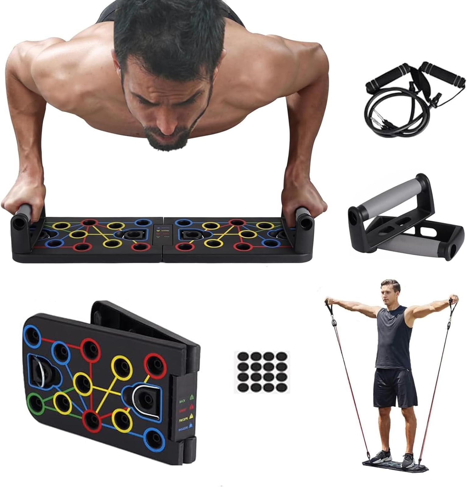 Ehome Push Up Board, Pushup Stand With Resistance Band Home Workout ...