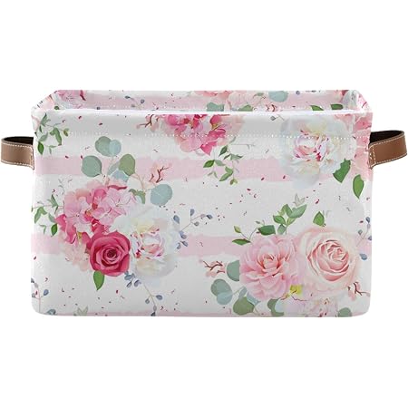Amazon.com: Floral Flower Rose Pattern Storage Bin Kids Women Foldable ...