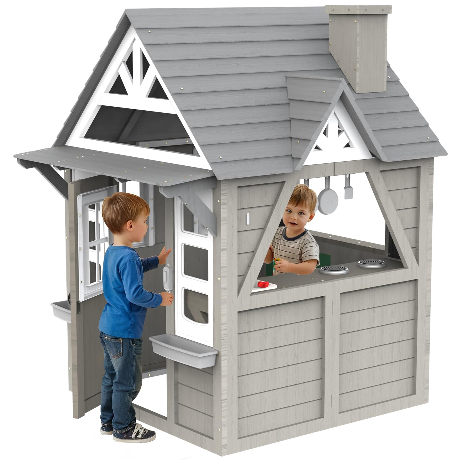 Amazon.com: Segmart Kids Playhouse, Indoor and Outdoor Playset, Cedar ...