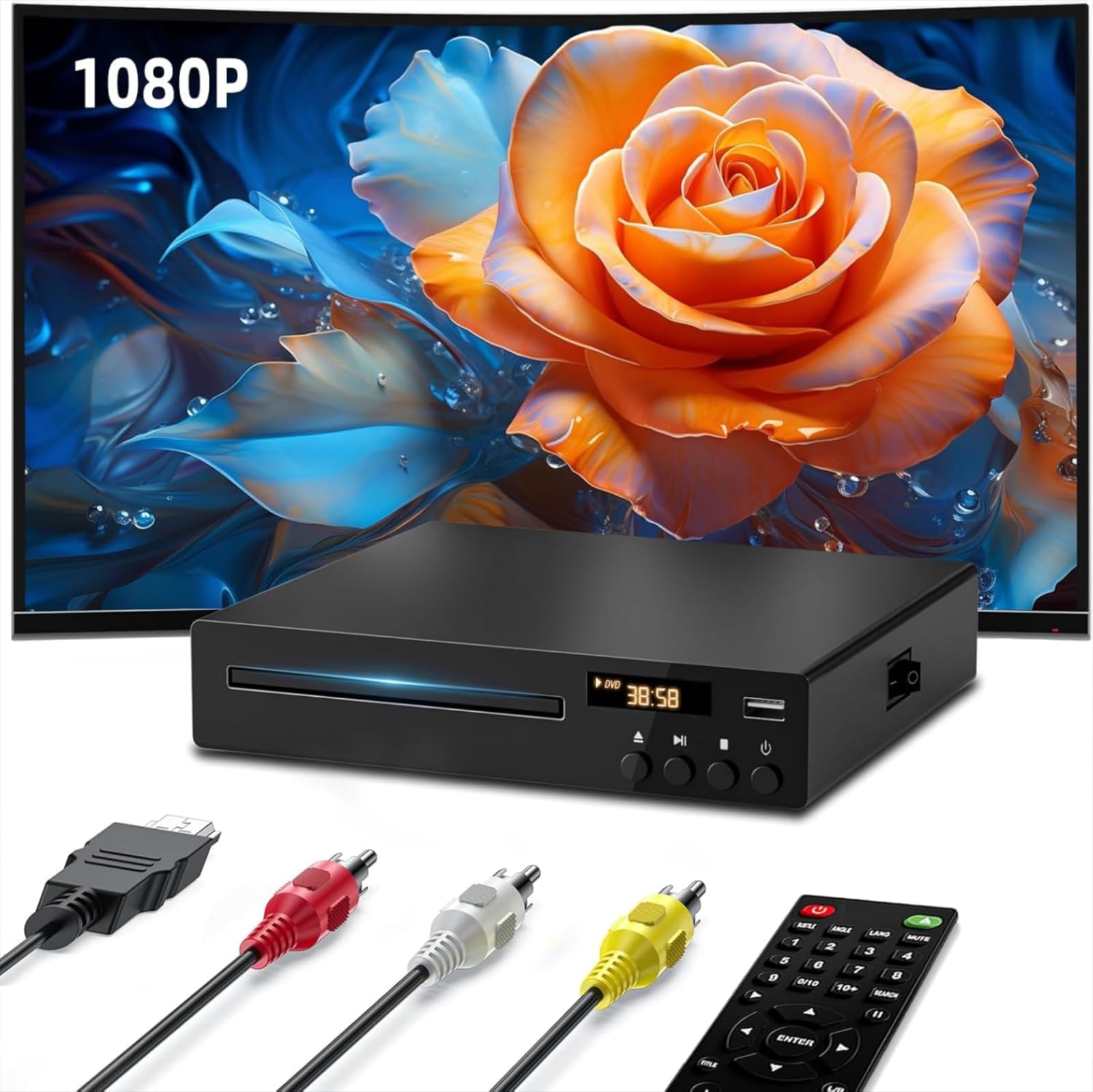 Compact DVD Player with HDMI Port, Full HD 1080P DVD Player for TV ...