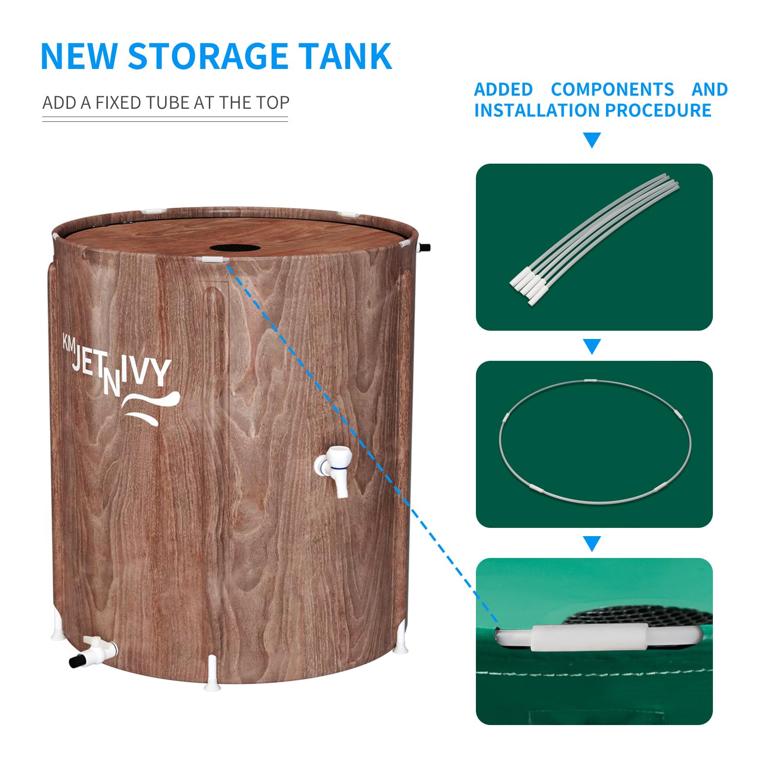 Snapklik.com : KMJETNIVY Rain Barrel Anti-Collapse Collapsible Rainwater Collection System