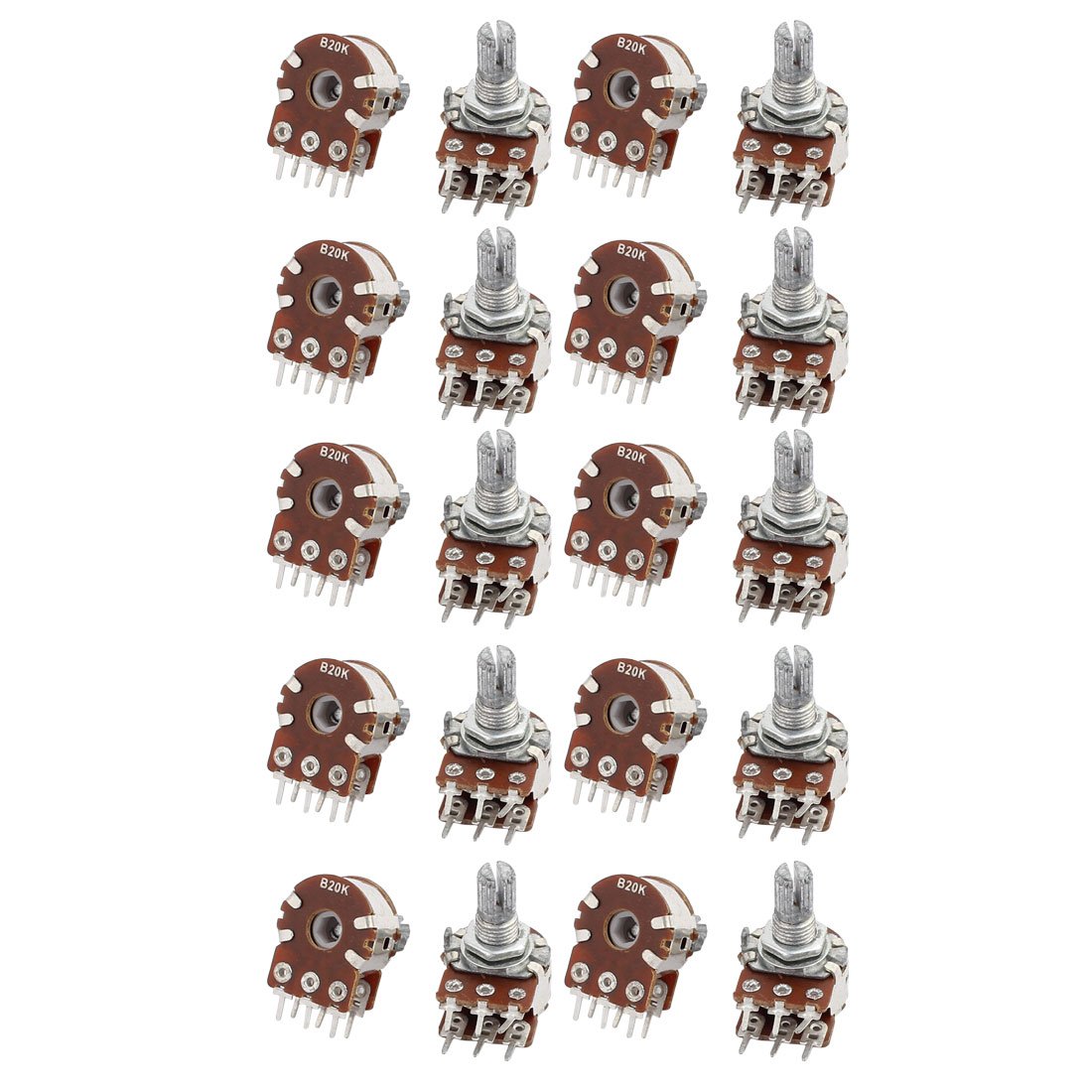 Buy Aexit 20pcs B20K Control electrical 20K Ohm Type B Dual Linear ...