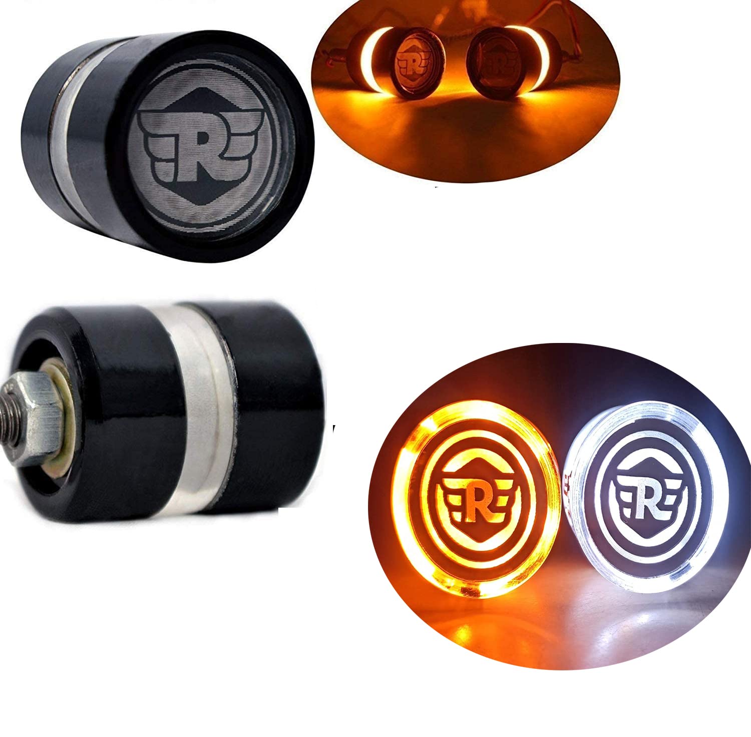 AUTOFASTERS Universal Bullet Bar End LED Turn Signals Light Side Maker ...