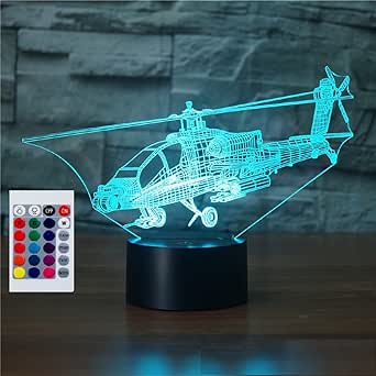 Amazon.com: SUPERHONGJIHAO Night Light for Kids 3D Helicopter Led Lamp ...