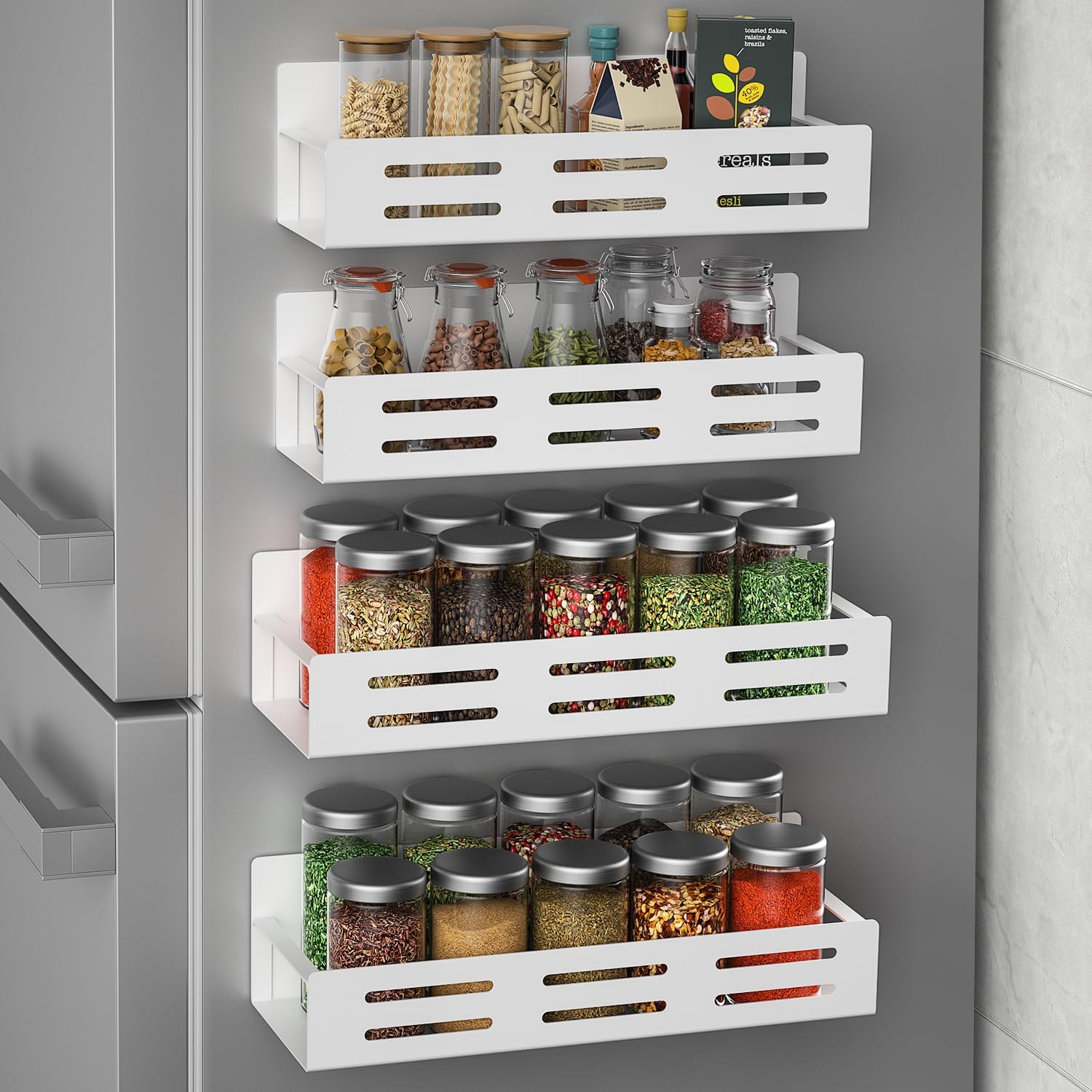 Amazon.com: MFTEK Magnetic Spice Rack for Refrigerator, 4 Pack Spice ...