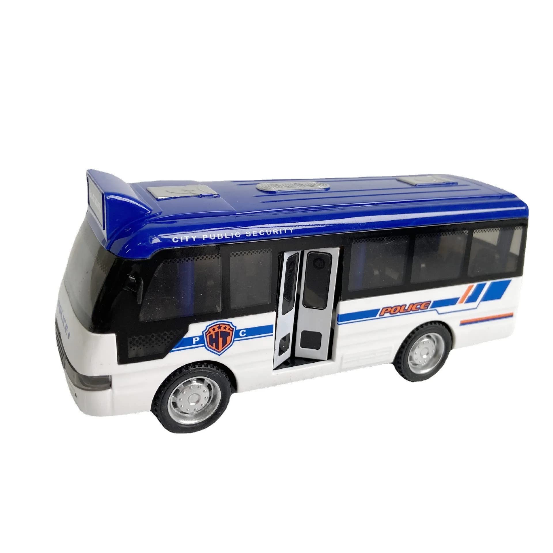 Buy PLUSPOINT Bus Friction Toy with Lights Sounds Push and Go Rescue ...