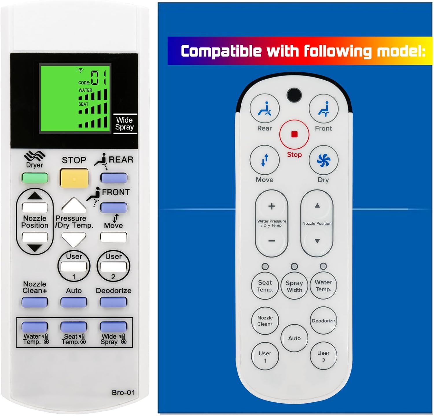 Amazon.com: XIVUE Replacement Remote Control for Brondell Bidet Toilet ...
