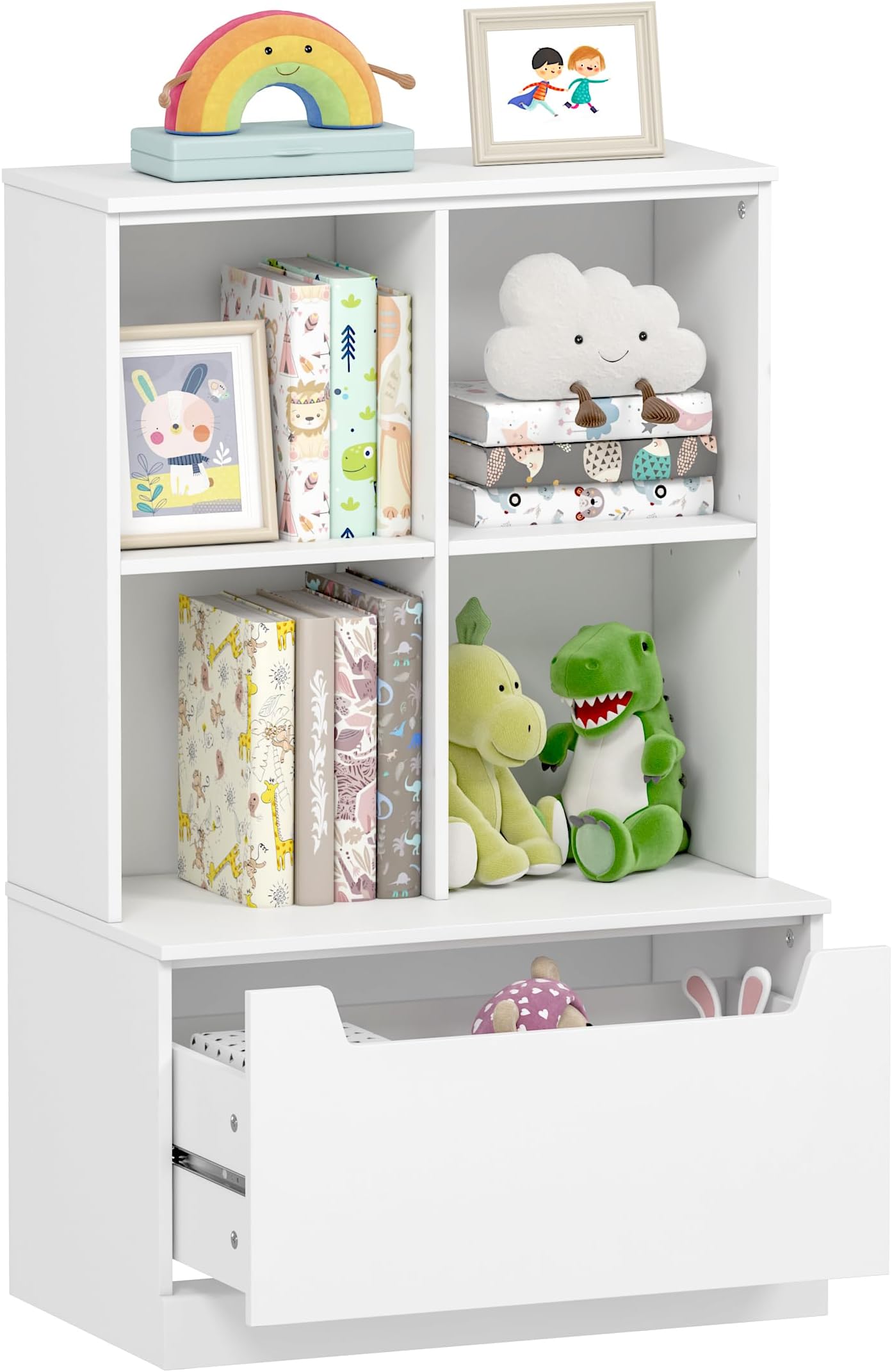 Amazon.com: VANOMi Kids Bookshelf, 5 Cubbies Wooden Open Toy Storage ...