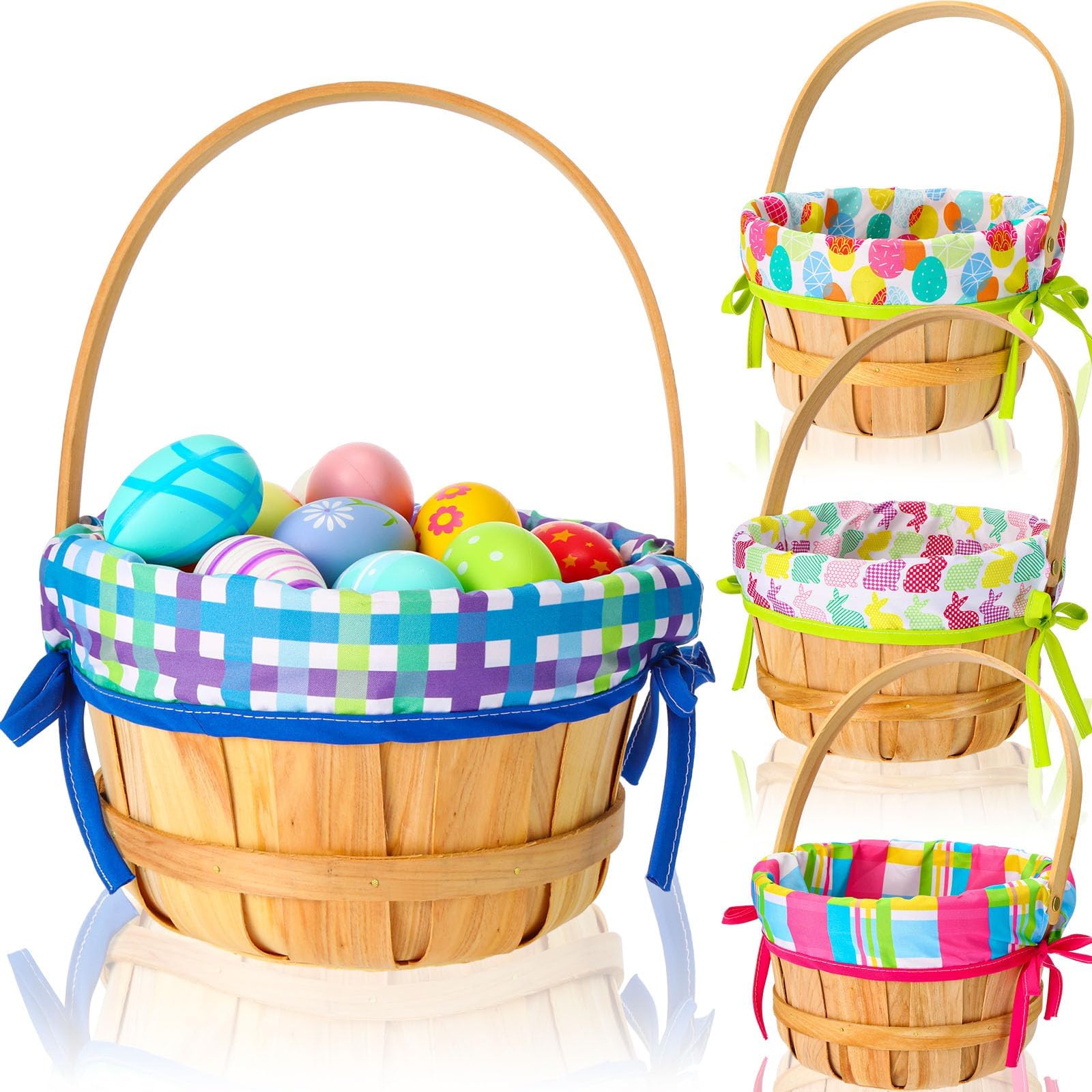 Amazon.com : Hushee 3 Pack Willow Easter Basket with Folding Handle ...