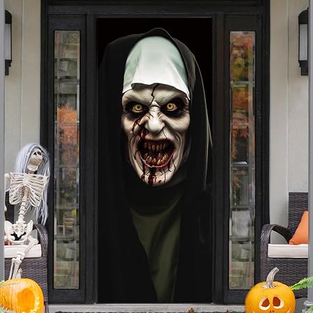 Amazon.com: Halloween 3D Nun Door Mural Sticker - 30 x 80 Inches Self ...