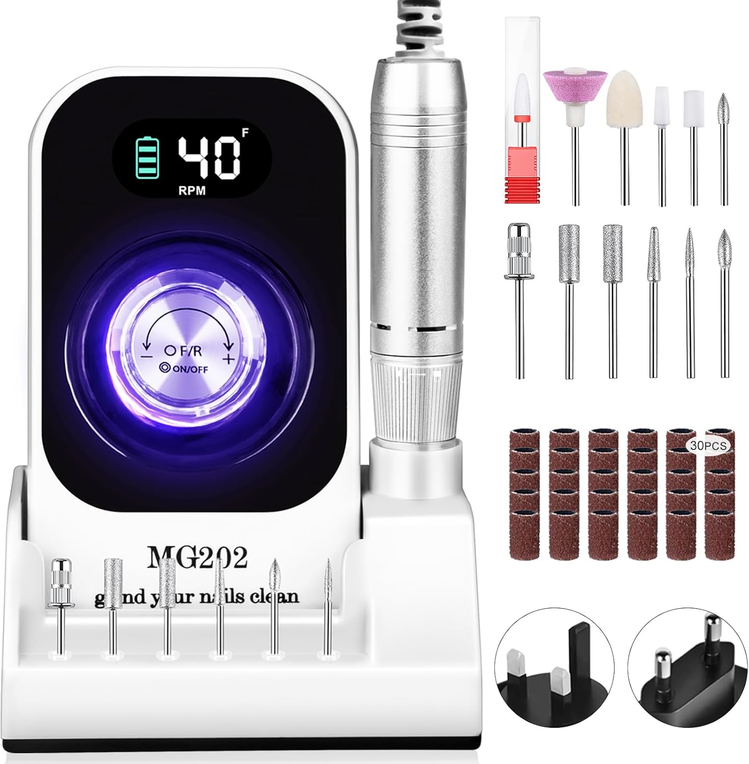 40000RPM Electric Nail Files Professional,Urbuti Portable Nail Drill ...