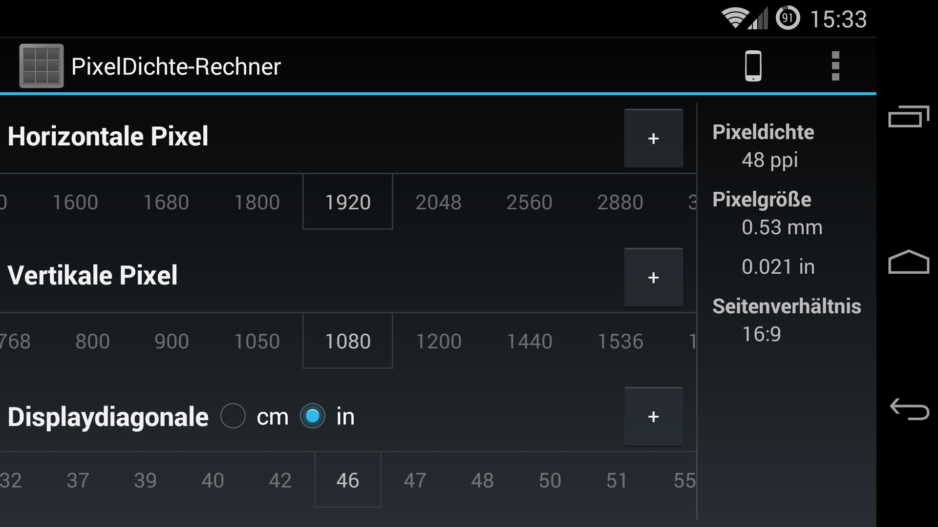 PixelDensity Calculator - App on Amazon Appstore