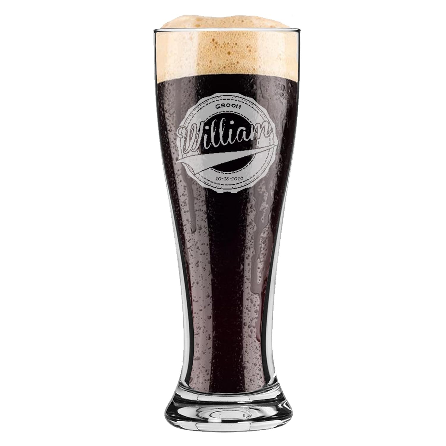 Amazon.com: Bridal Party 16 ounce Pilsner Pint Beer Glass with a Swoosh ...