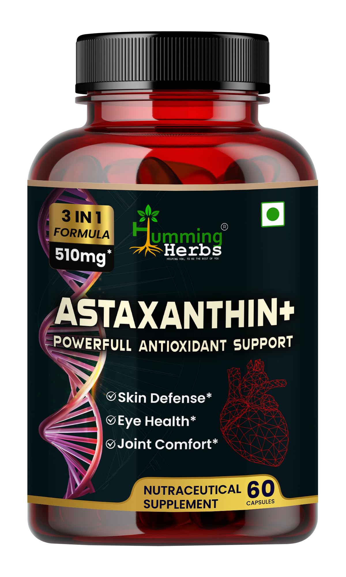 Humming Herbs Astaxanthin Plus with Coenzyme Q10 & Berberis Aristata ...