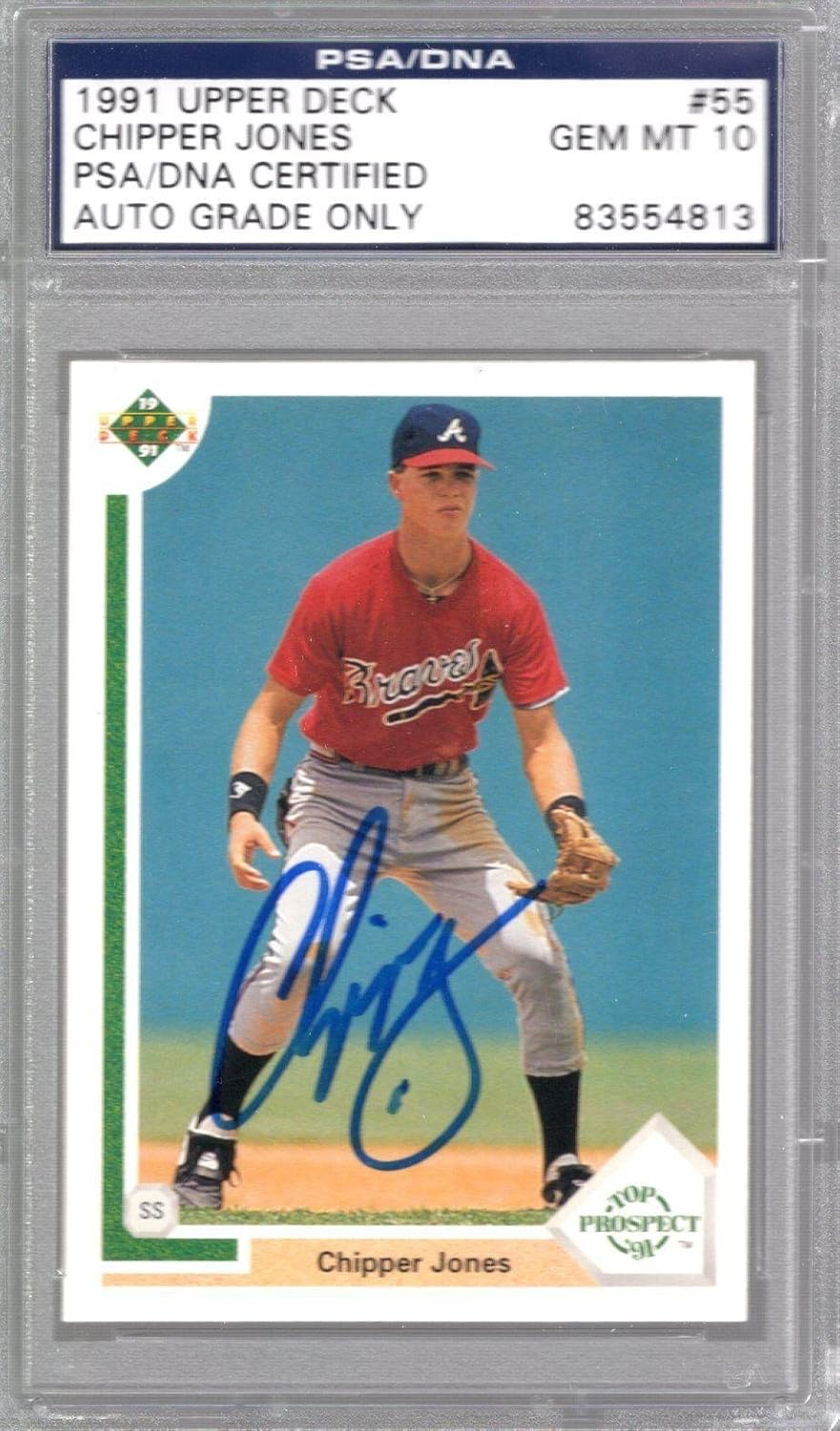 Chipper Jones 1991 Upper Deck Card #55 Signed Auto Rc Gem Mint 10 Auto ...