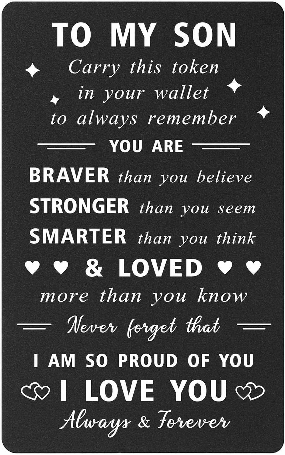 Amazon.com: Alotozo To My Son Gifts, Engraved Wallet Card for Son ...