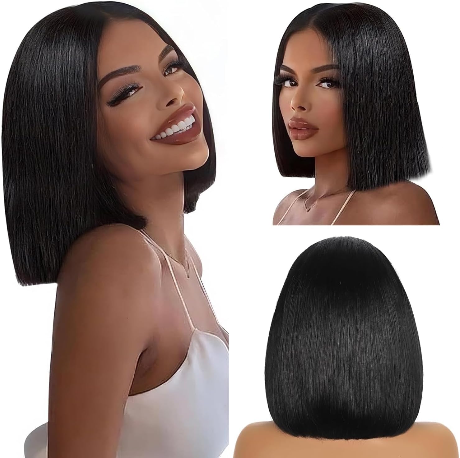 Amazon.com : KULYMUWIG Straight Bob Wig Human Hair 13x4 HD Lace Front ...
