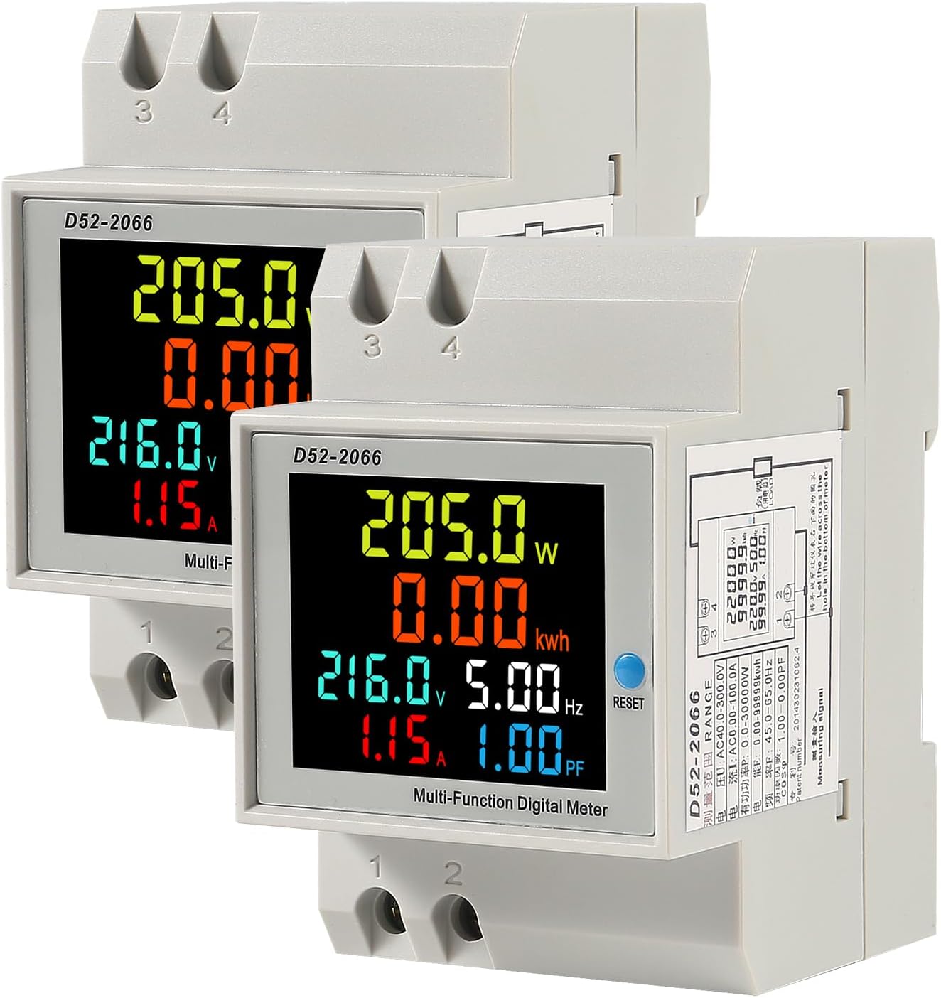 Amazon.com: 2Pack Digital Single Phase Energy Meter Tester Electricity ...
