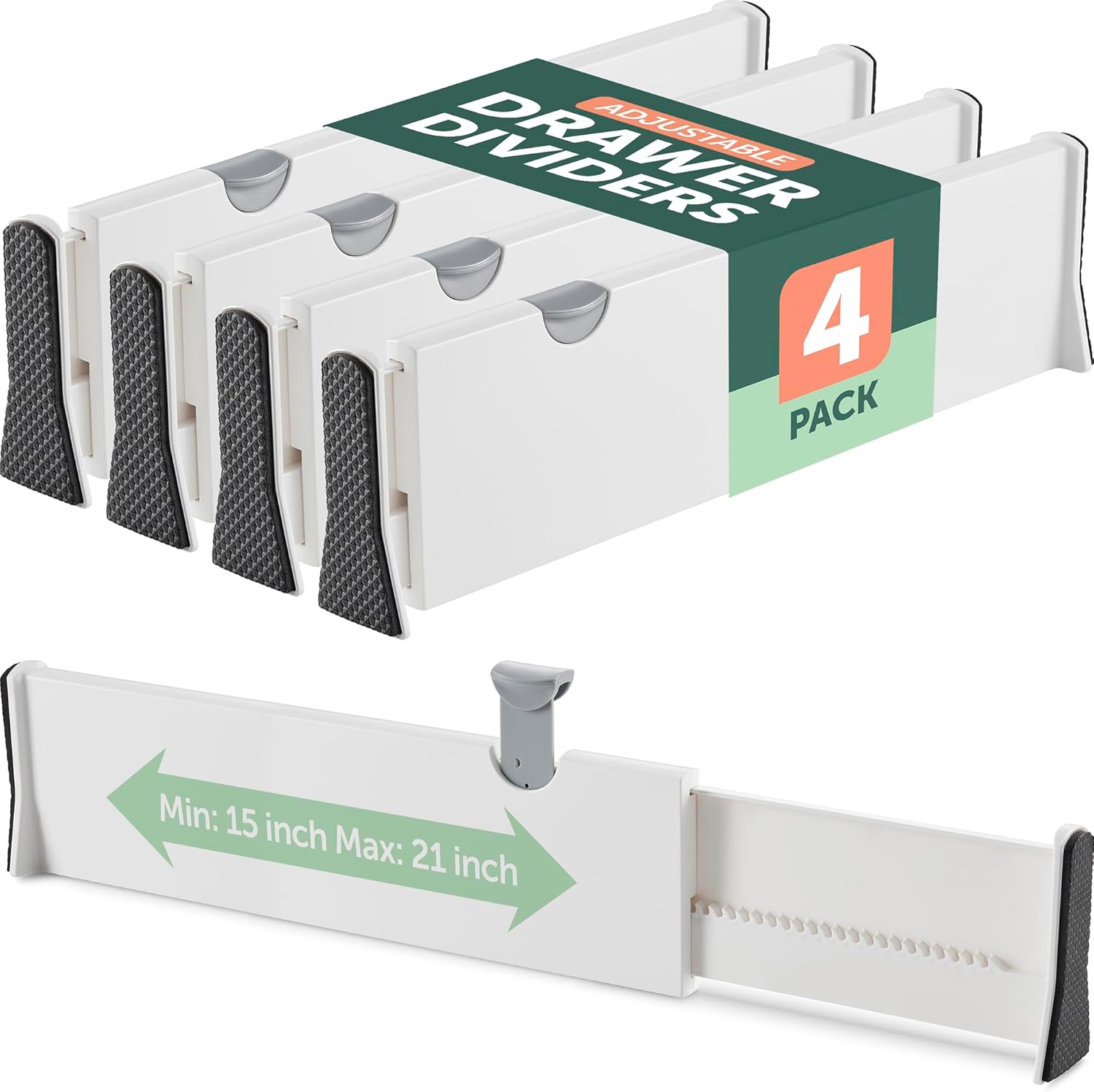 Amazon.com: Drawer Divider Set of 4, Adjustable Length 11" - 17" Drawer ...