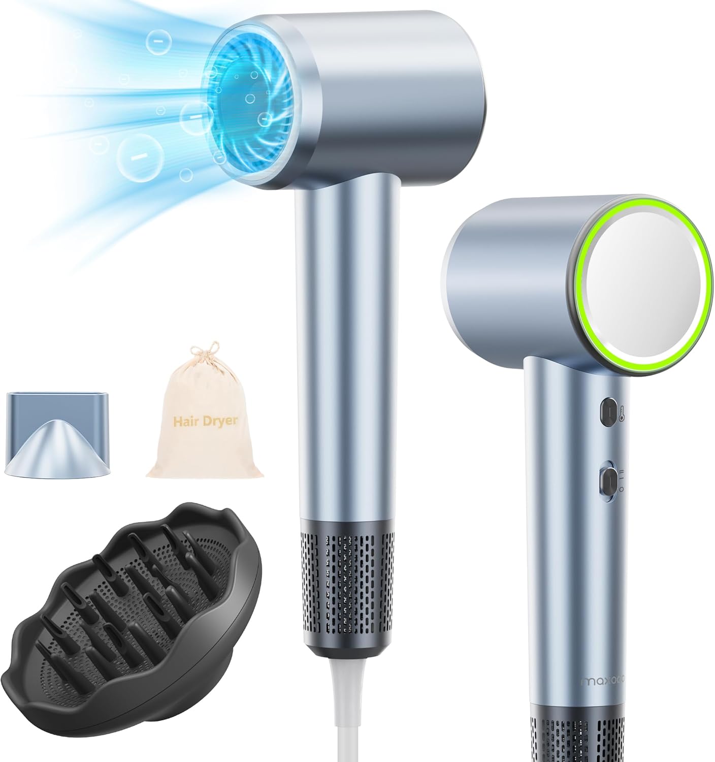 Amazon.com : High Speed Hair Dryer with Diffuser, 110,000RPM Ionic Blow ...