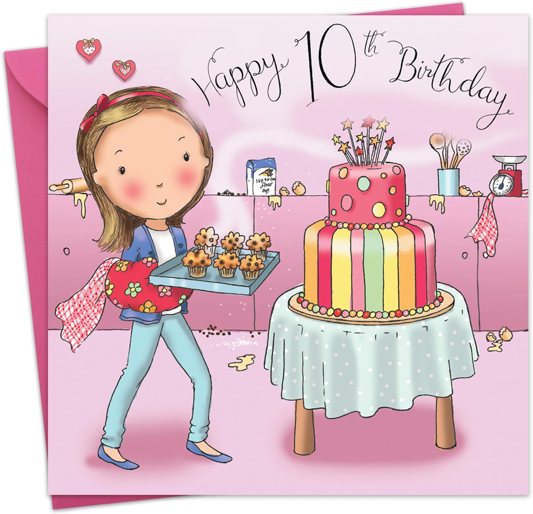 Twizler 10th Birthday Card for Girl with Cakes - Girls Age 10 Year Old ...