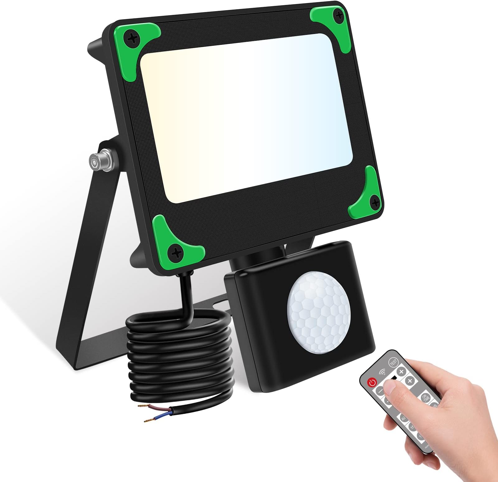 Immver 30W Security Lights Outdoor with IR Remote Control, PIR Motion ...