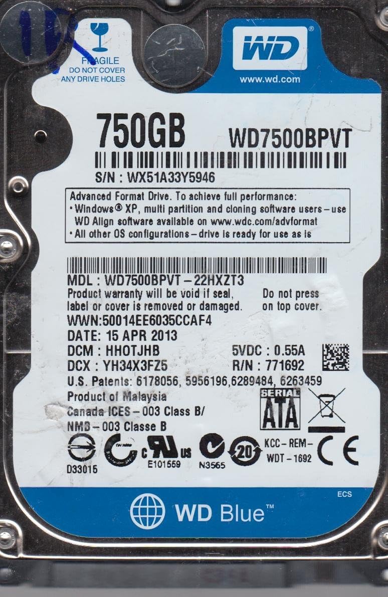 Amazon | wd7500bpvt-22hxzt3、DCM hhotjhb、Westernデジタル750 GB SATA 2.5ハード ...