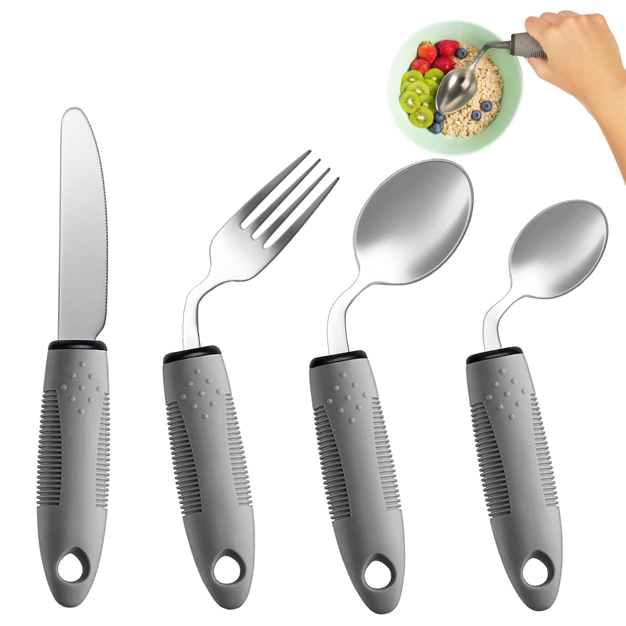 Amazon.com: BaseSmall 4-Piece Adaptive Utensils Set - 42° Angled ...