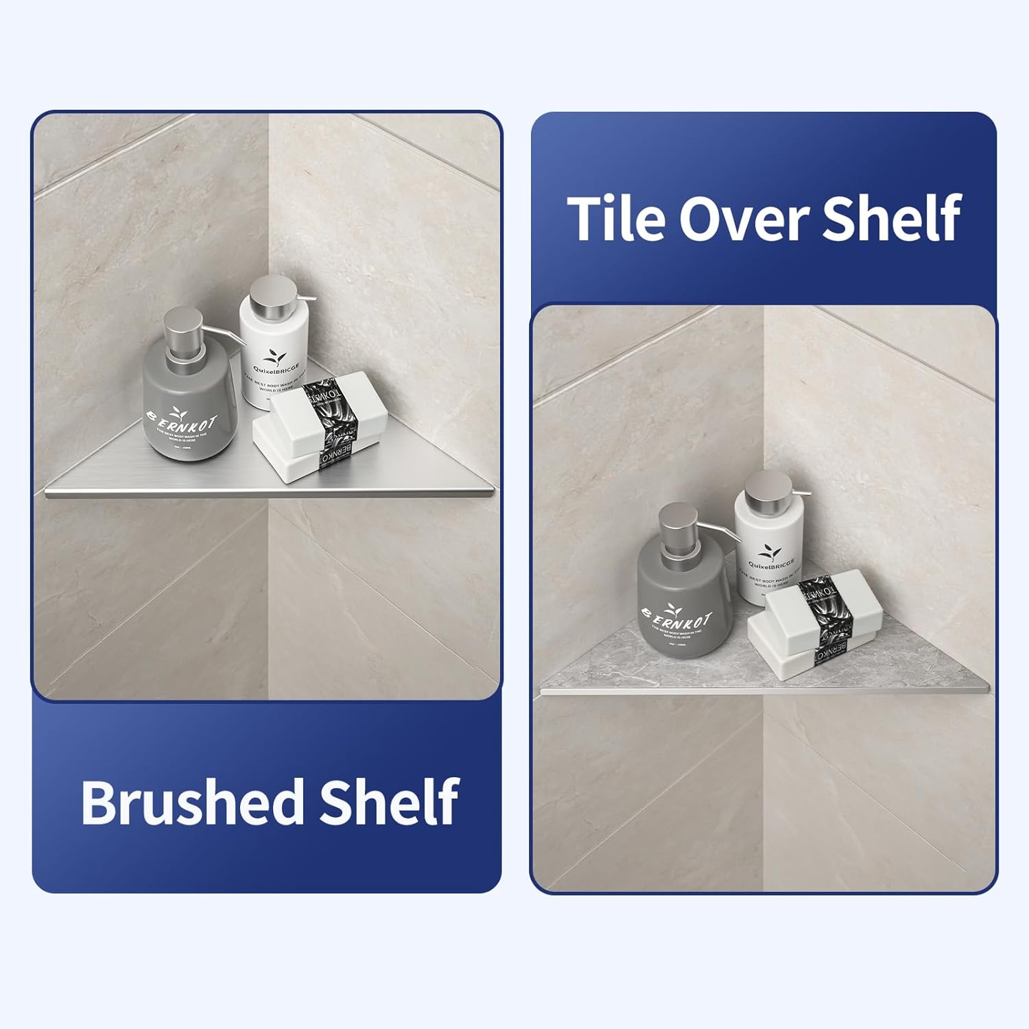 Bernkot Corner Shower Shelf 10″ Brushed 304 Stainless Steel Tile ...