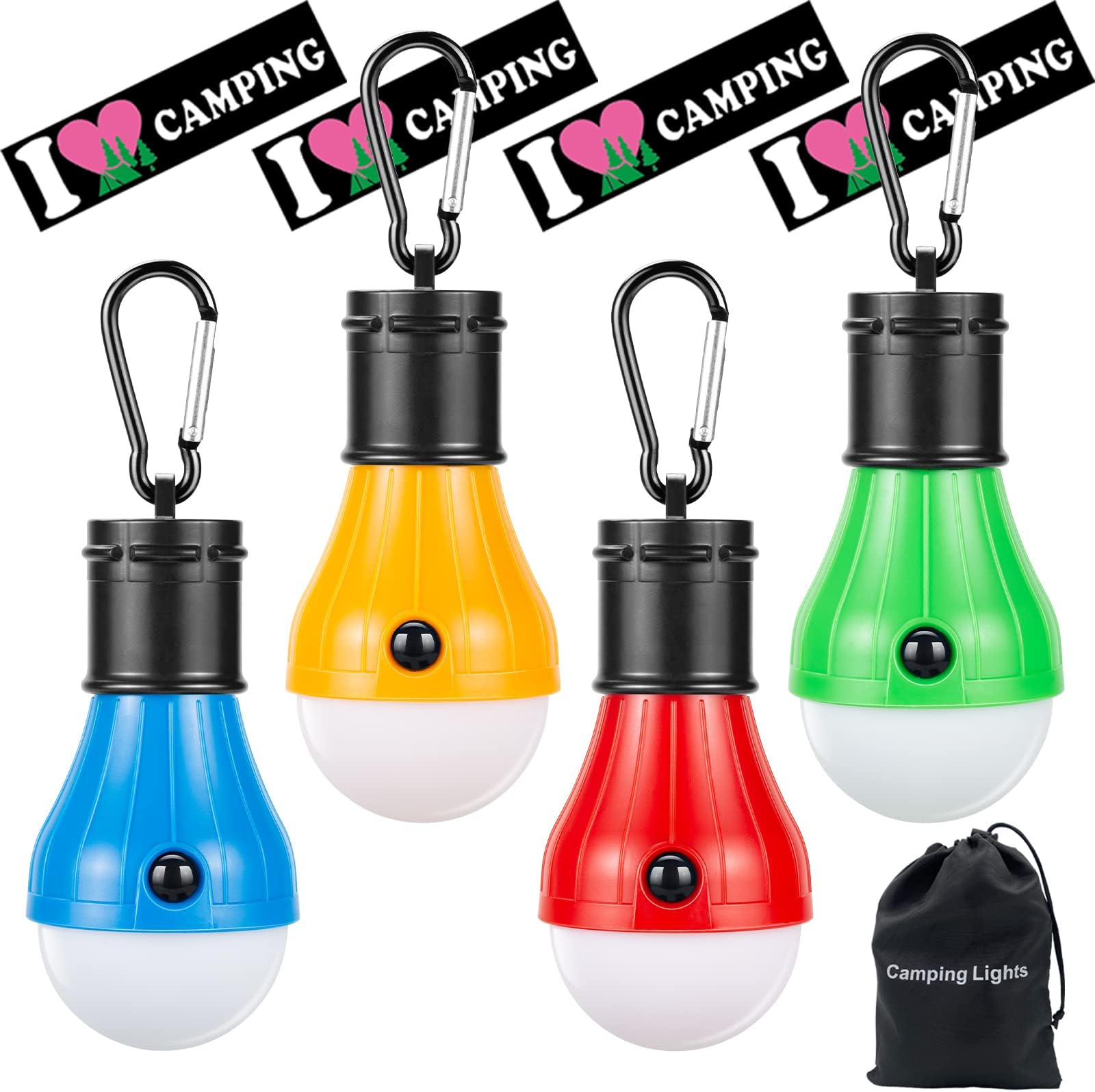 Doukey Tent Lamp Portable LED Tent Light 4 Packs Clip Hook Hurricane ...