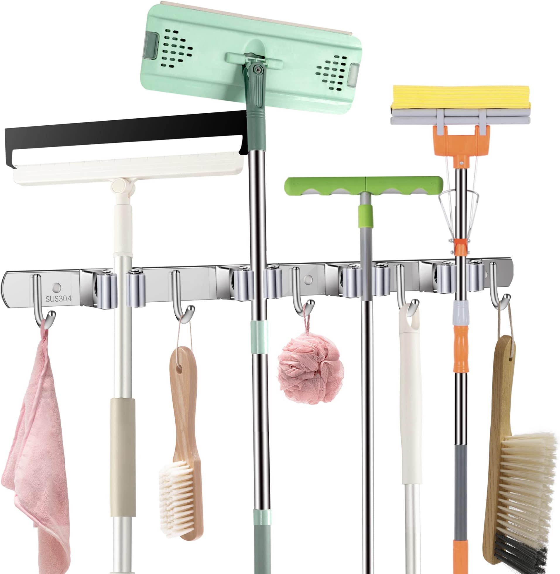 Amazon.com: CUXIXA Mop and Broom Holder Wall Mount, Upgraded Broom ...