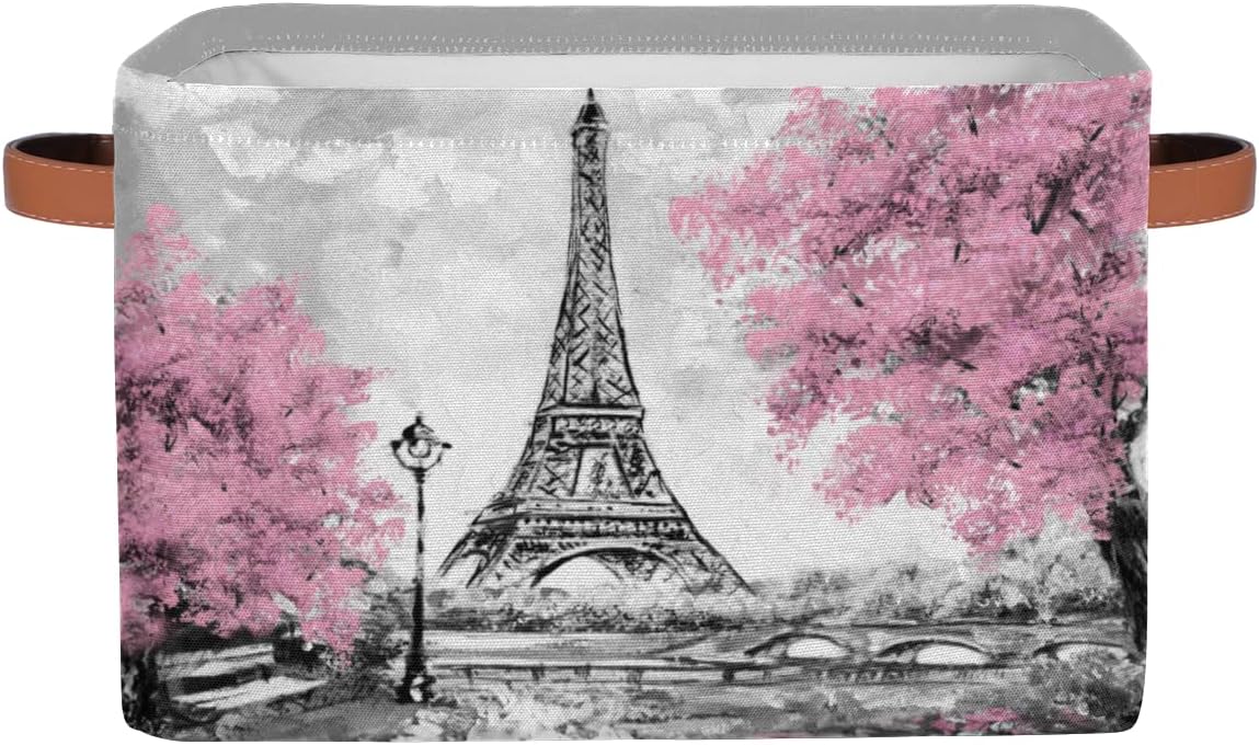 Amazon.com: Shelf Storage Basket French Paris Eiffel Tower Canvas Large ...
