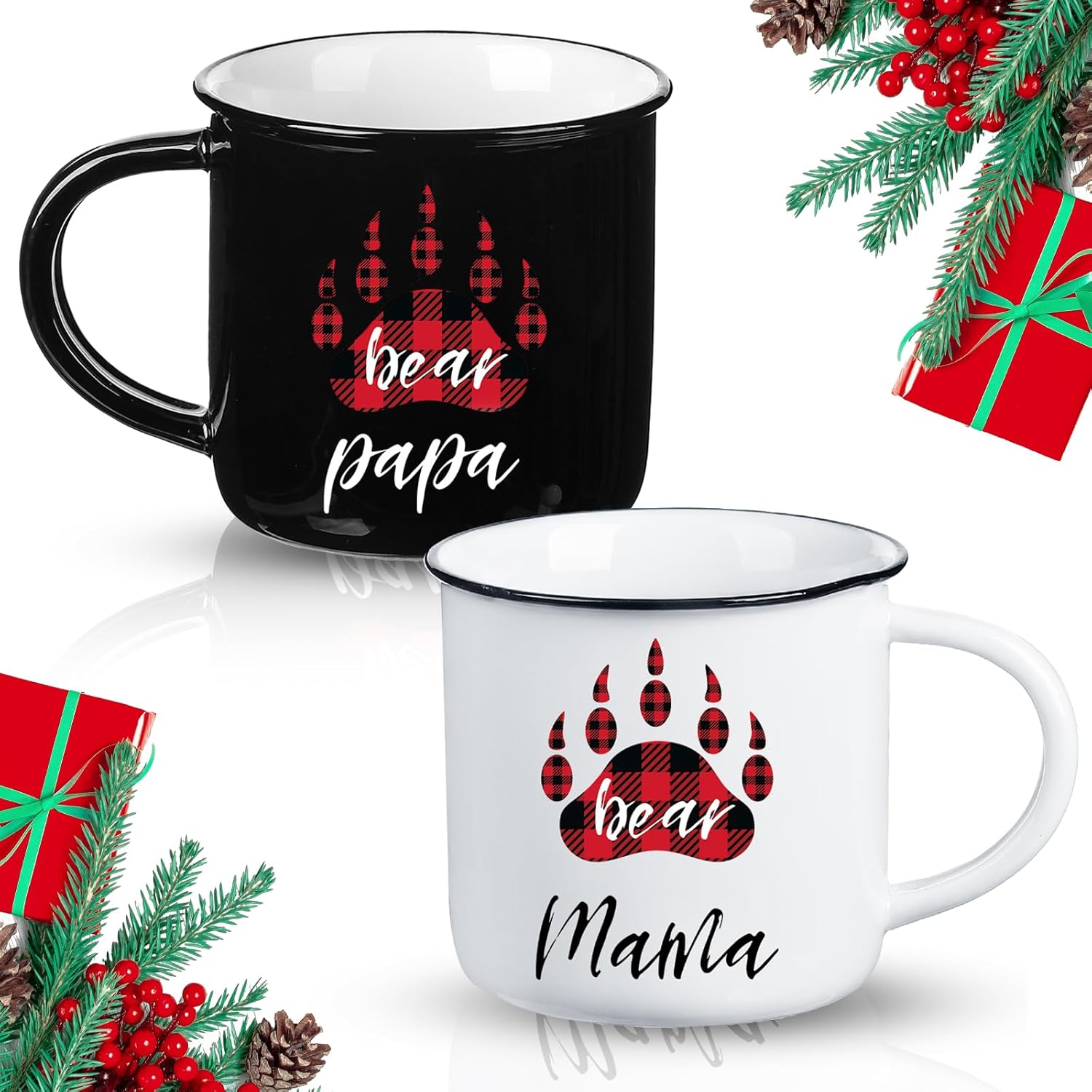 Amazon.com: Uiifan Mom and Dad Mugs Set of 2 Papa Bear Mug Mom Cups and ...