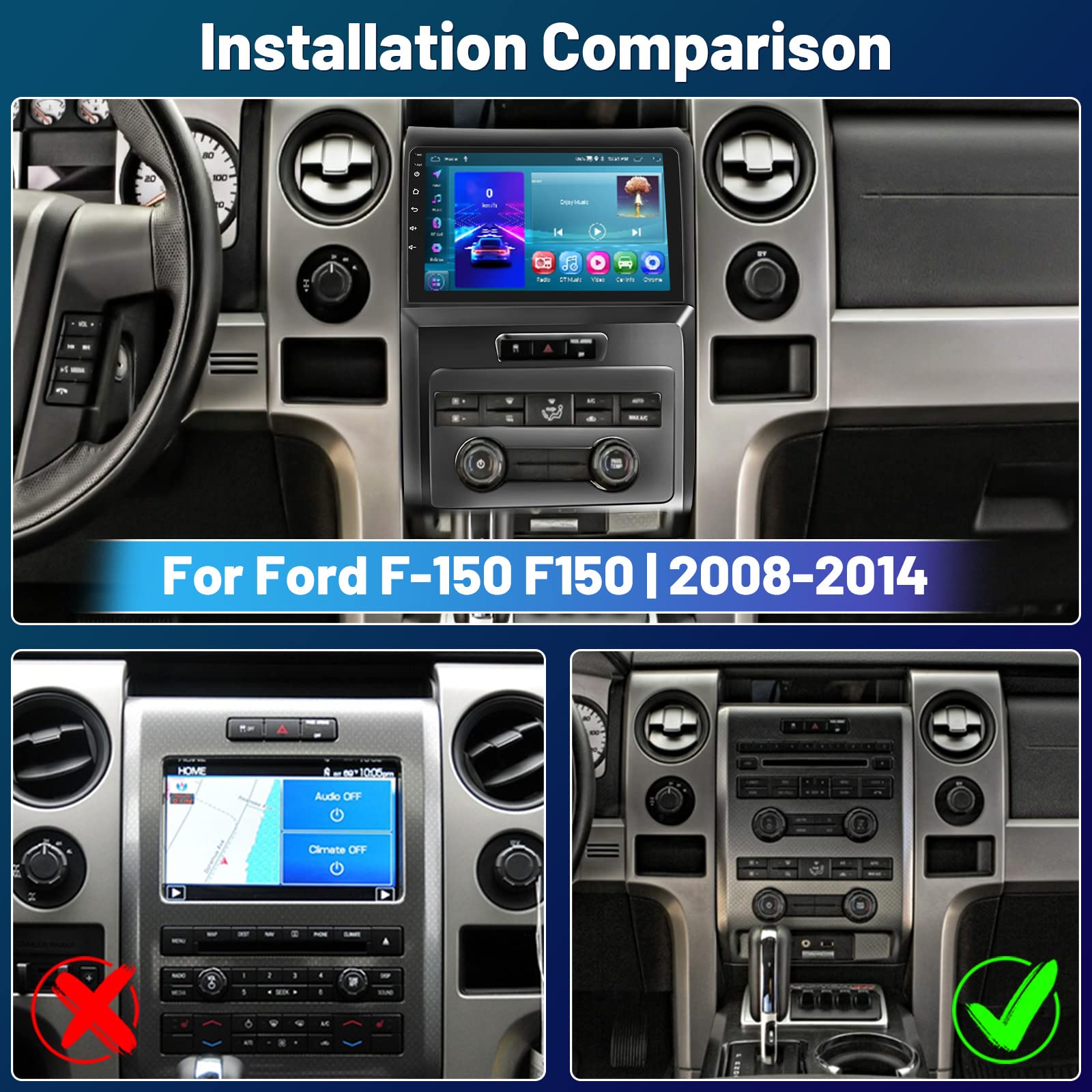 Snapklik.com : Roinvou 2+64G Android CarPlay Stereo For Ford F-150 F150 ...