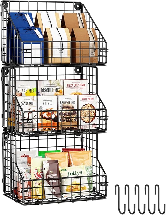 Amazon.com: X-cosrack 3-Tier Stackable Snack Organizer With 5 Hooks ...