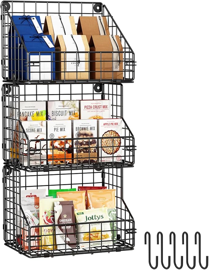 Amazon.com: X-cosrack 3-Tier Stackable Snack Organizer With 5 Hooks ...