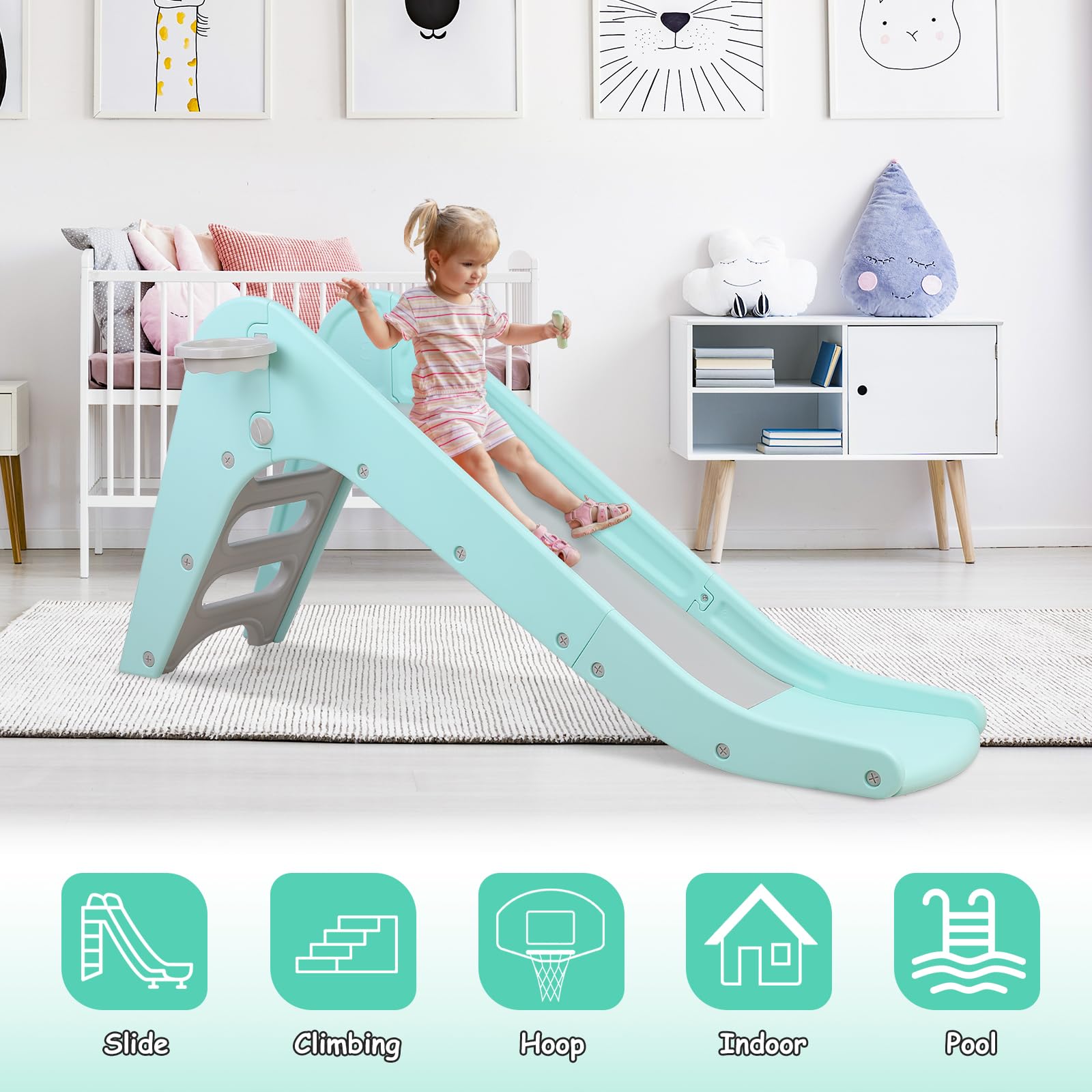 Snapklik.com : MAMIZO Freestanding Toddler Slide, Kid Slide Climbing