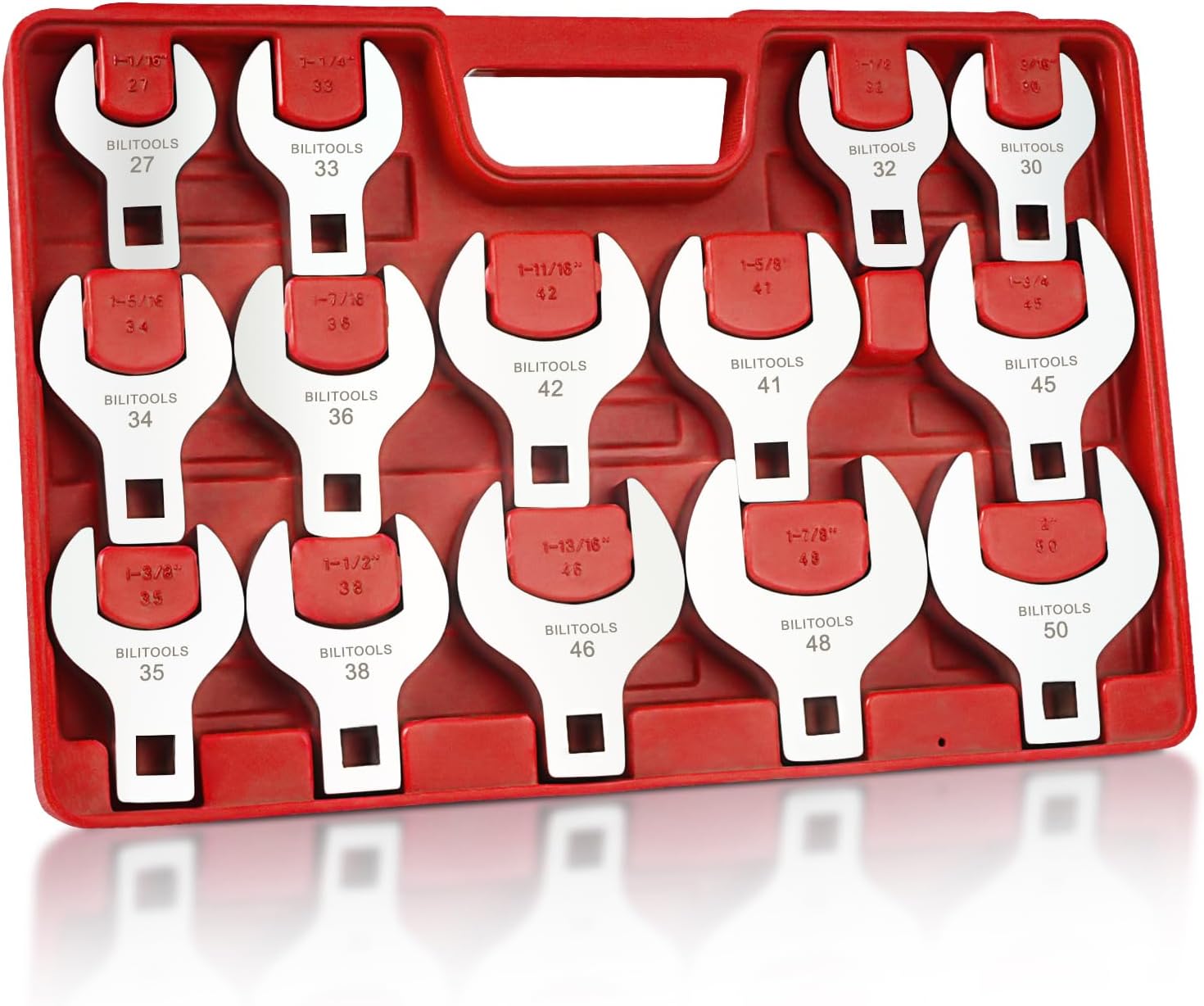 BILITOOLS 14-Piece Jumbo Crows Foot Wrench Set, 1/2" Drive Big Crowfoot ...