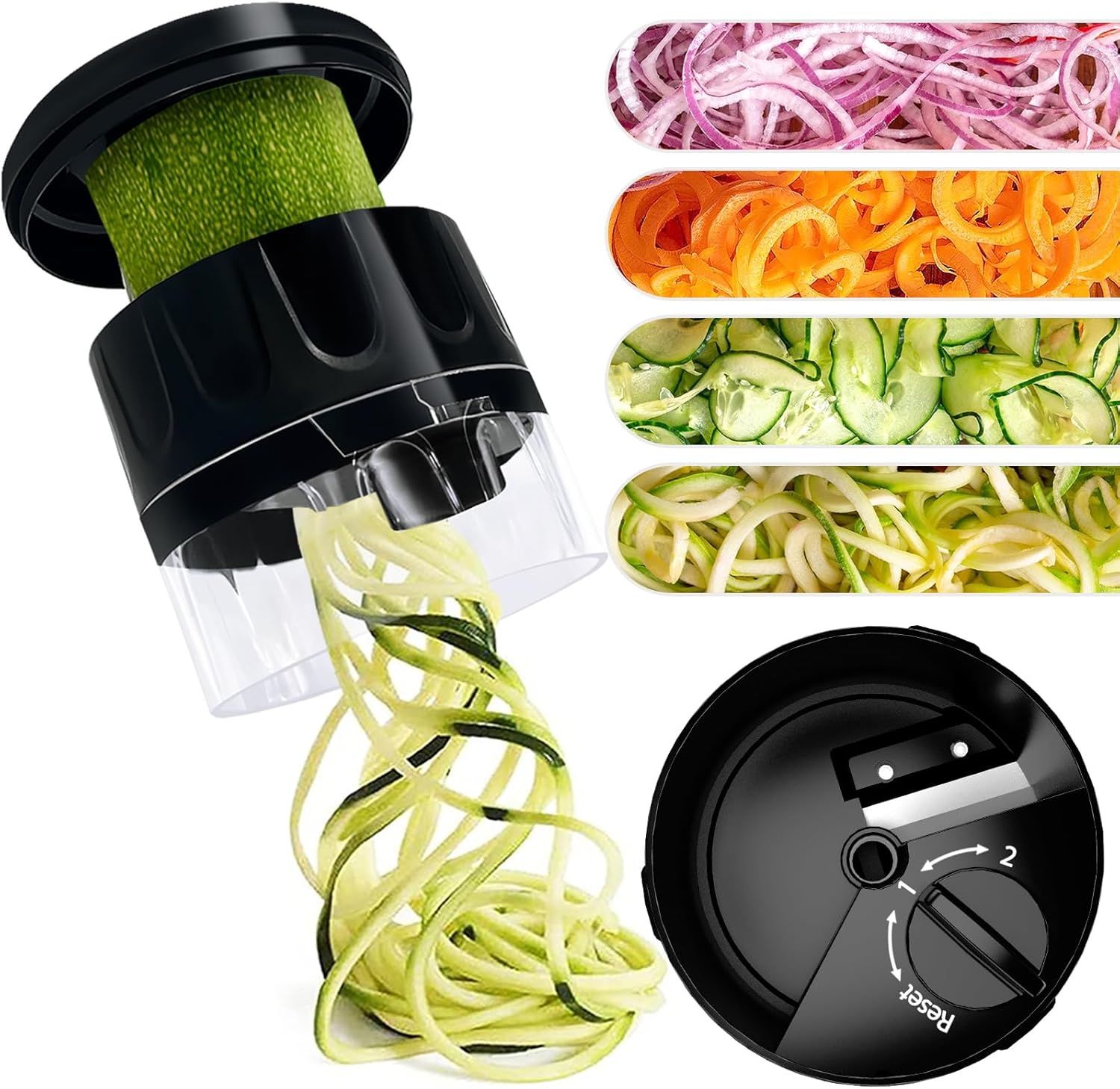 Amazon.com: GLADICER Handheld Spiralizer, 3-in-1 Zucchini Spiralizer ...