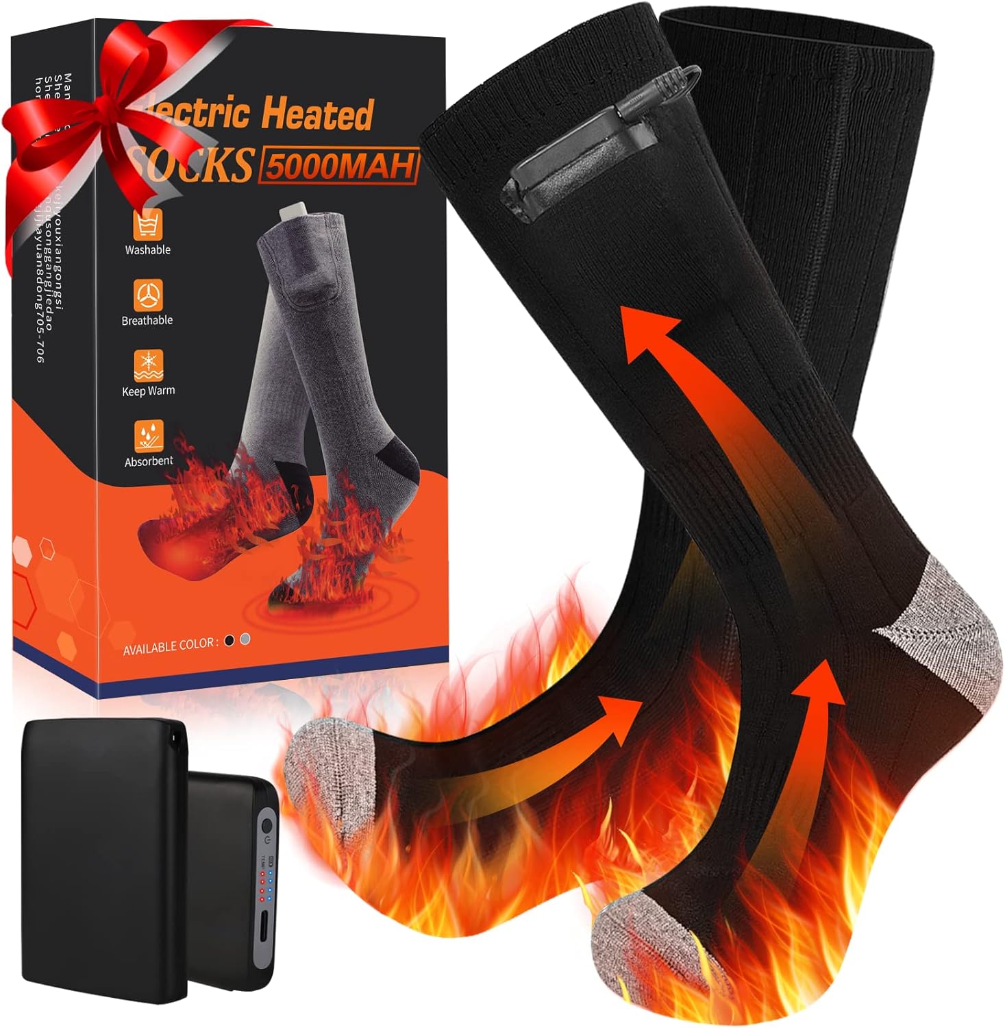 Heated Socks, Double-Sided Electric Socks, 4000mAh Rechargeable Battery ...
