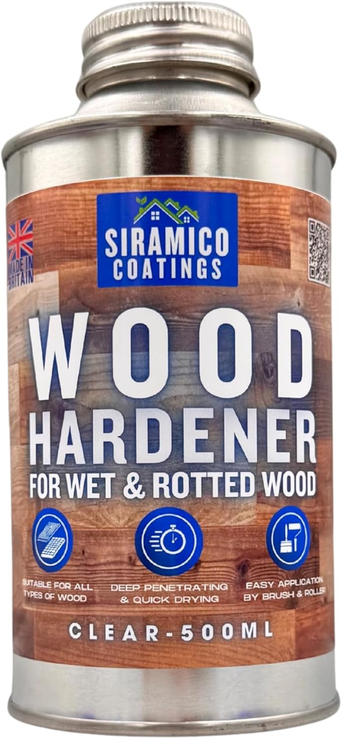 Siramico Hardener for Rotted Wood | 500ml | Clear Deep Penetrating Wood ...