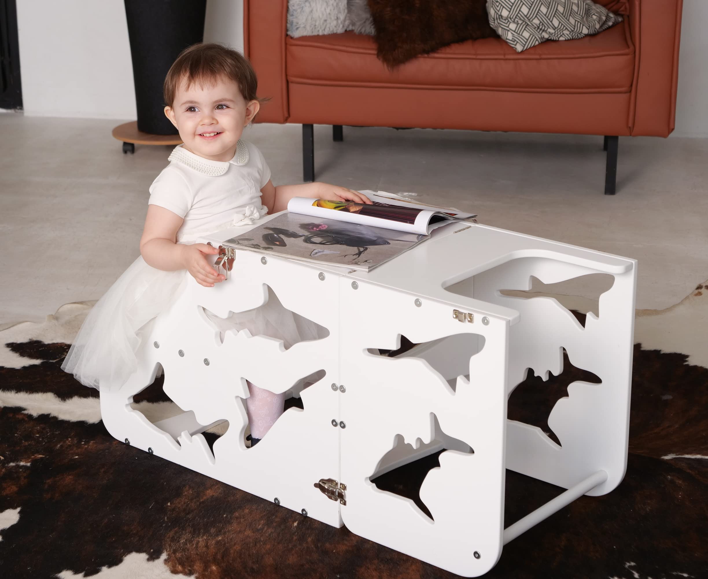 Woodandhearts Kitchen Step Stool For Toddlers Kids Montessori Learning ...