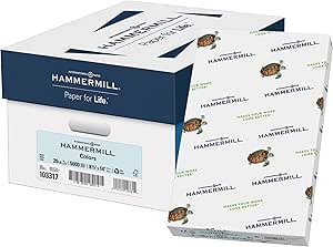 Hammermill Colored Paper, 20 lb Blue Printer Paper, 8.5 x 14-1 Ream ...
